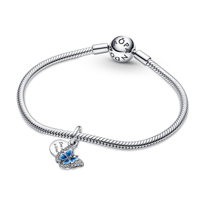 Blue Butterfly & Quote Double Dangle Charm - PandoraShop Online